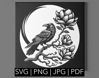Raven | Svg, Png, Pdf, Jpeg | Cricut Template, Silhouette Template ...