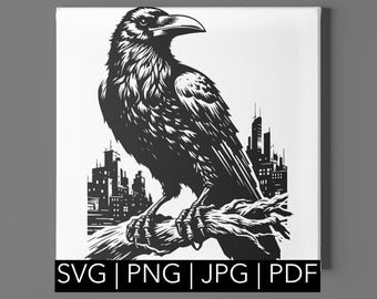 Raven | Svg, Png, Pdf, Jpeg | Cricut Template, Silhouette Template ...