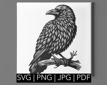 Raven | Svg, Png, Pdf, Jpeg | Cricut Template, Silhouette Template ...