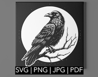 Raven | Svg, Png, Pdf, Jpeg | Cricut Template, Silhouette Template ...