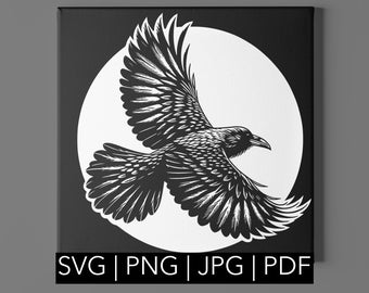 Raven | Svg, Png, Pdf, Jpeg | Cricut Template, Silhouette Template ...