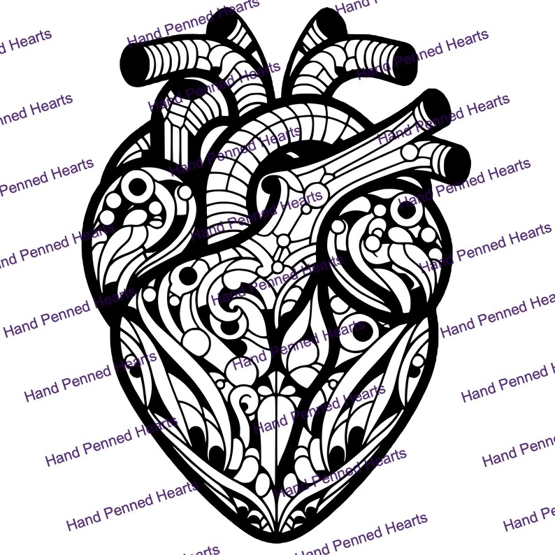 Human Heart Svg, Png, Pdf, Jpeg Cricut Template, Silhouette Template ...