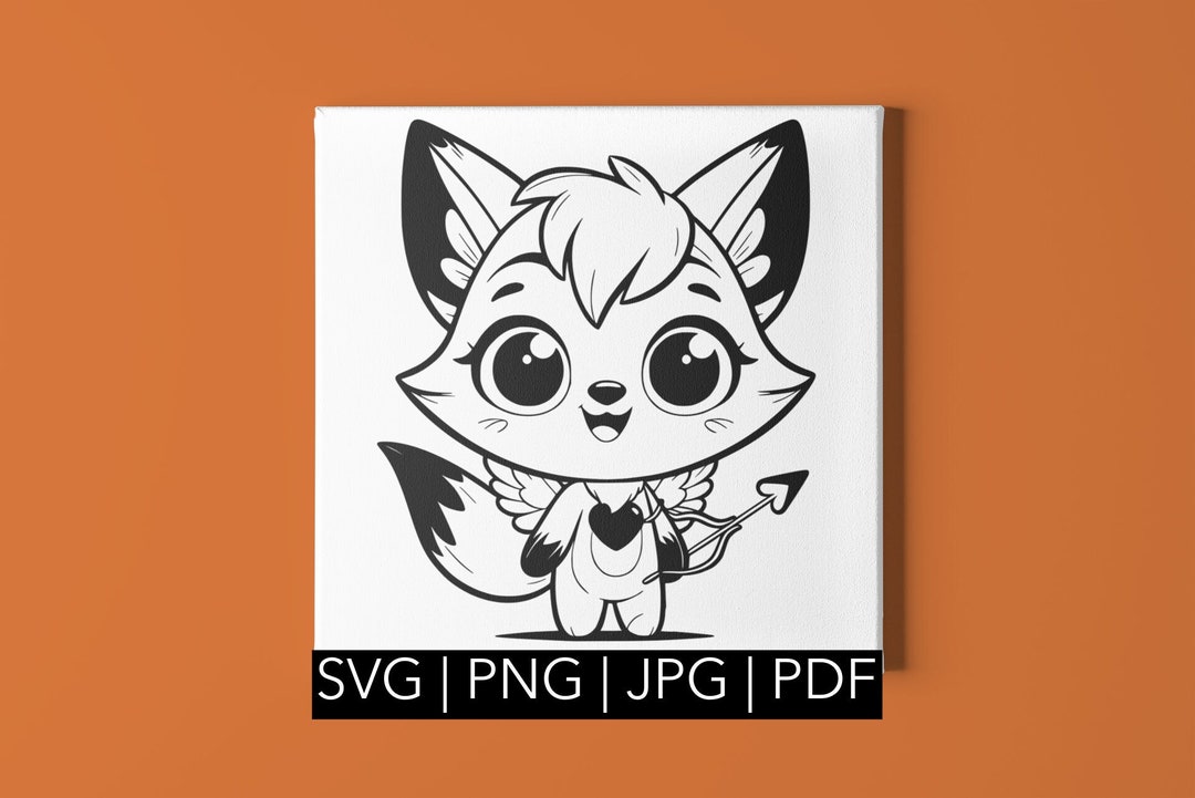 Little Fox Dressed as Cupid Svg, Png, Jpeg, Pdf Fox Graphic Designed ...