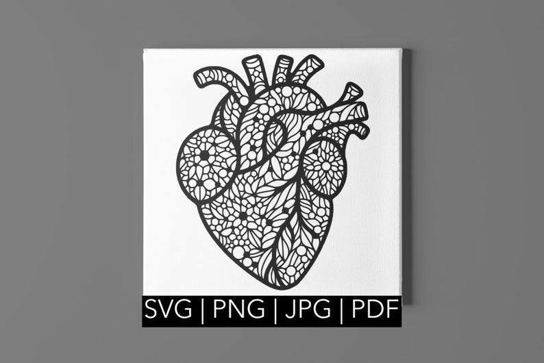 Human Heart Svg, Png, Pdf, Jpeg Cricut Template, Silhouette Template ...