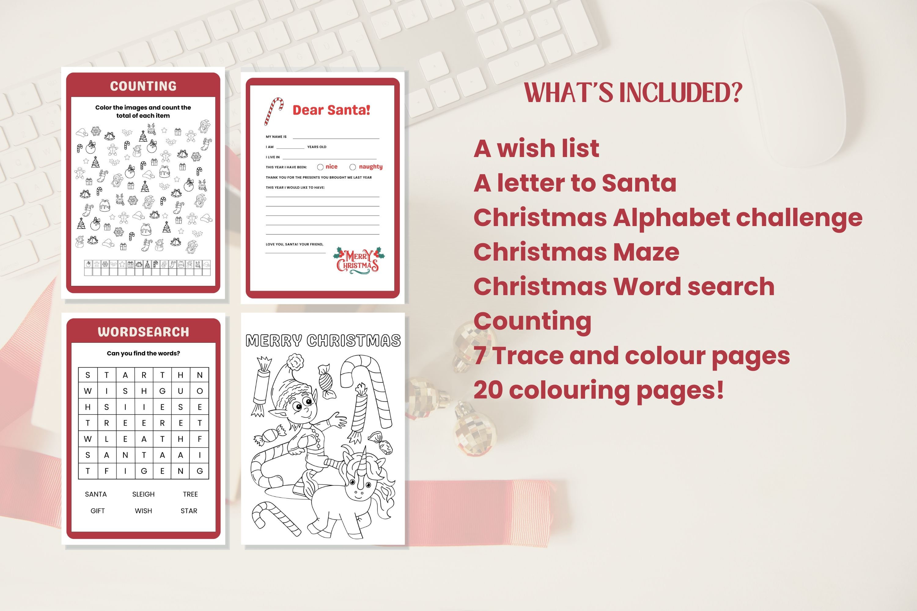 Printable Christmas Activity Book, Christmas Activity Bundle, Kid's ...