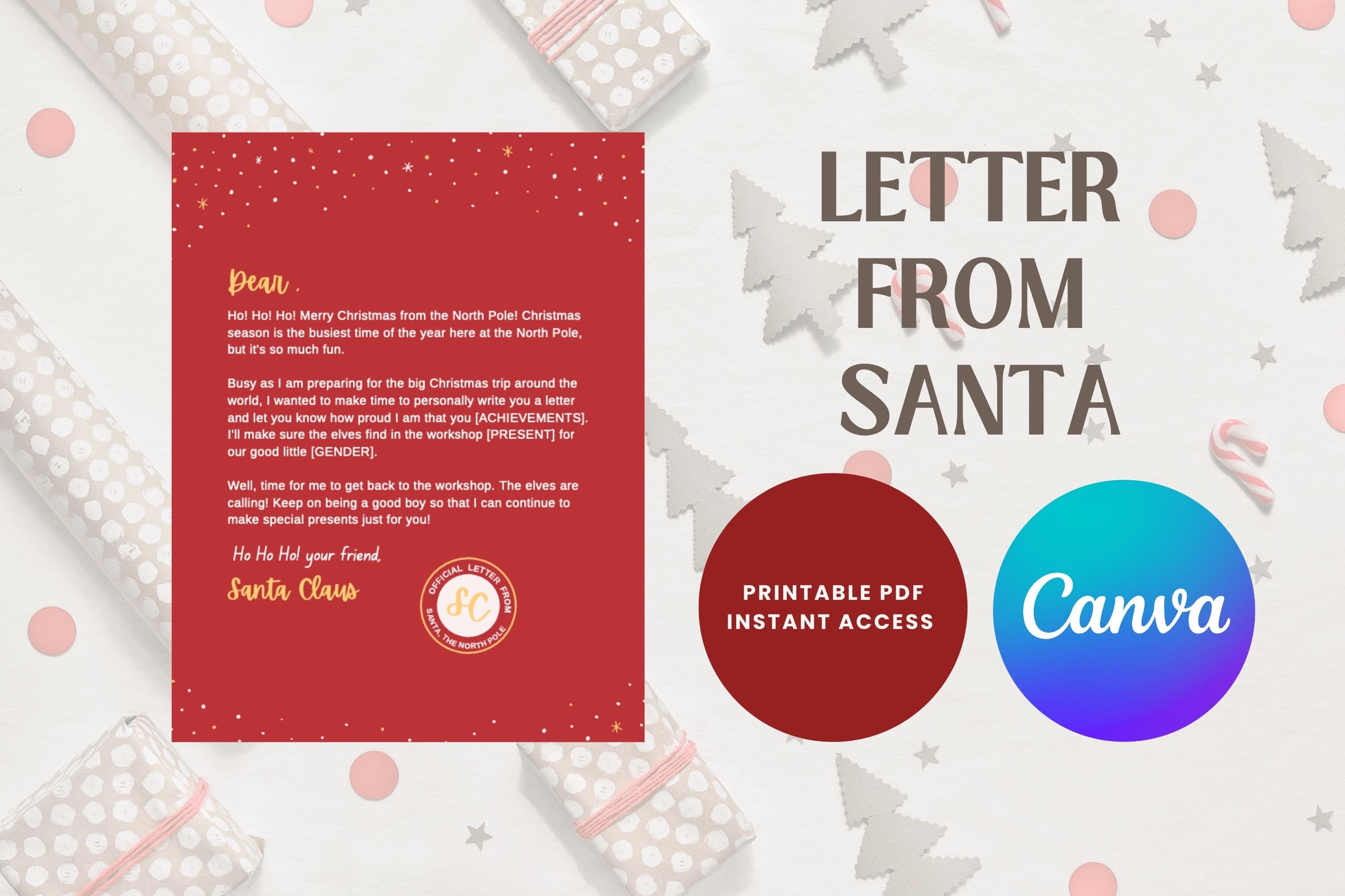 Letter From Santa Printable Christmas Santa Letter Christmas Wish List ...