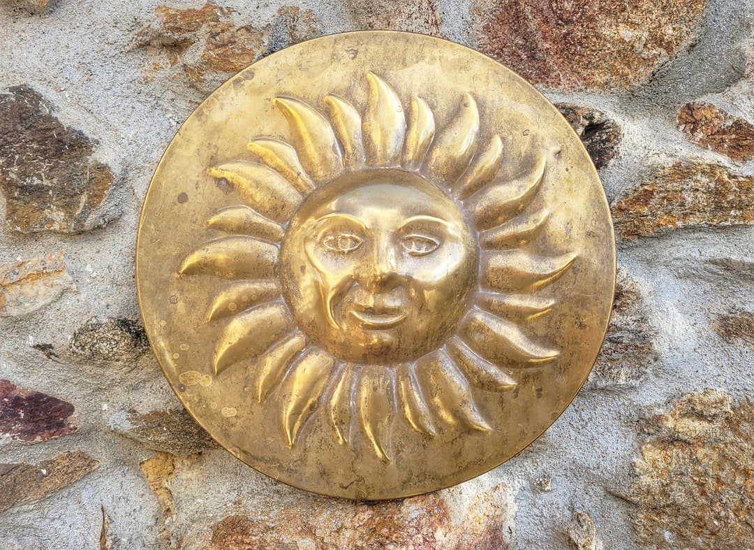 Brass Sun Plaque Summer Solstice Altar Decor Winter Solstice Decor ...