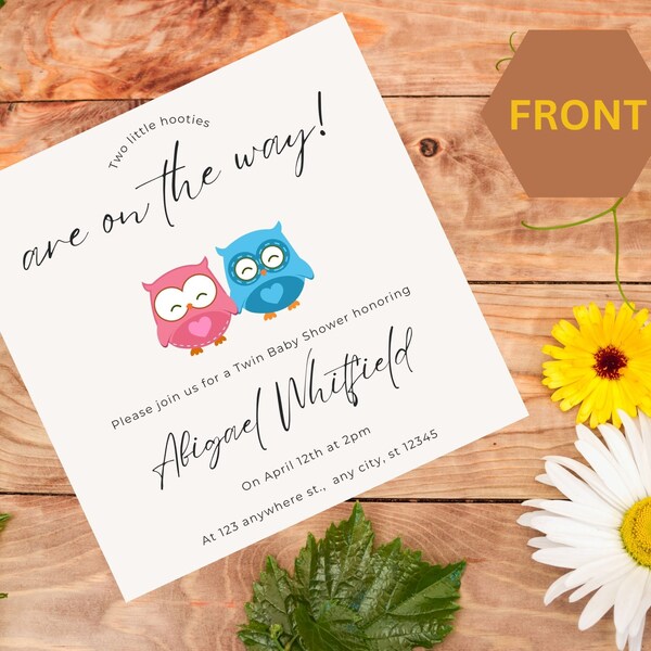Twin Owl Baby Shower Invitation - Etsy
