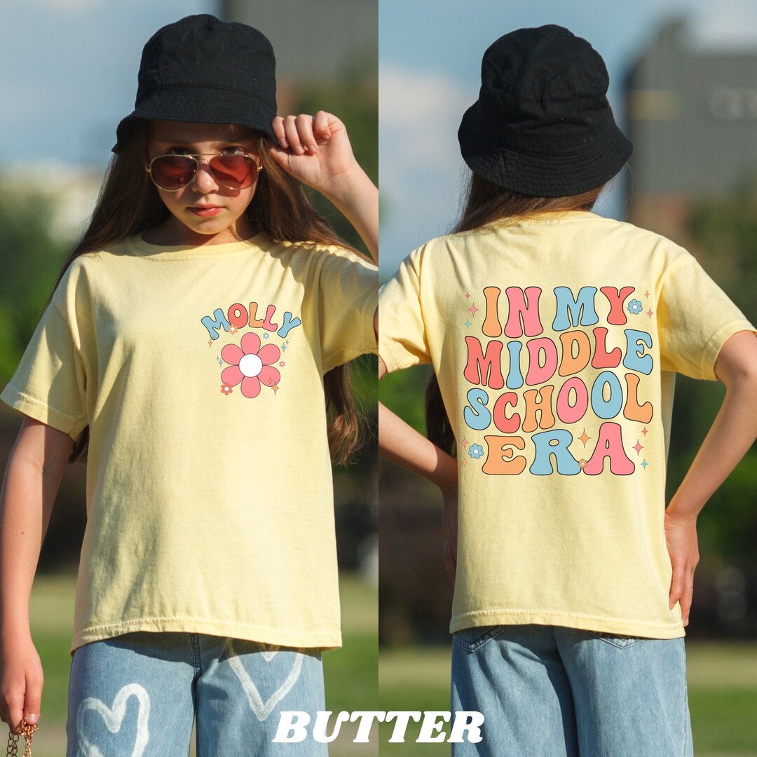 Kids Comfort Colors Custom in My Middle School Era Shirt, Custom Middle ...