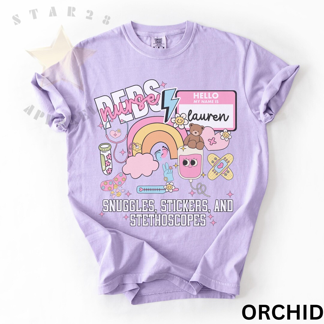 Pediatric Nurse Shirt, Personalized PEDS Nurse Doodle Shirt, Custom ...
