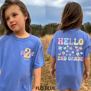 Kids Comfort Colors Custom 2nd Grade Shirt, Hello 2nd Grade Girl Shirt ...