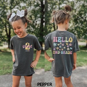 Kids Comfort Colors Custom 2nd Grade Shirt, Hello 2nd Grade Girl Shirt ...