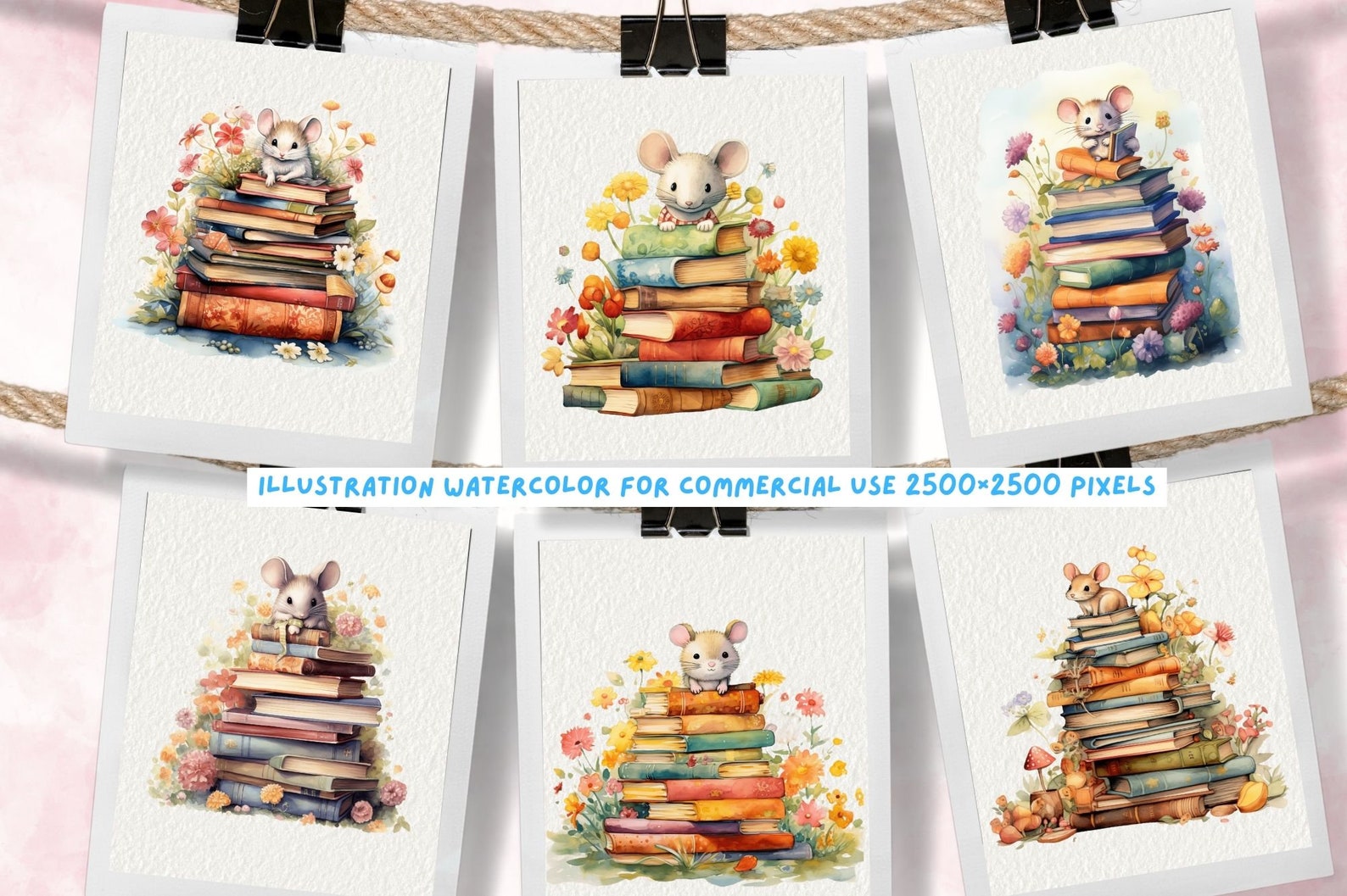 Cute Stack Books Mouse Clipart, Fairytale Books Clipart, Book Clipart ...