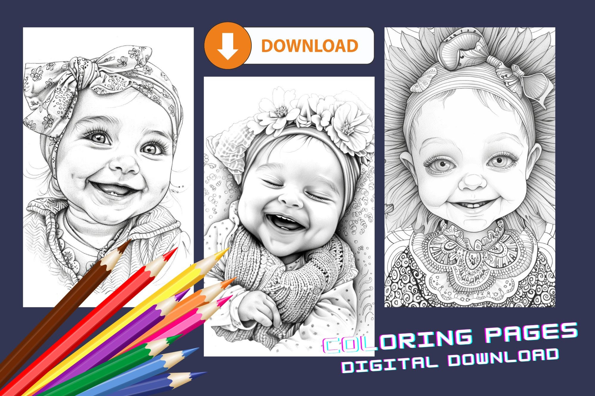 Cute Newborn Baby Girl Coloring Pages, Adorable Baby Infants Coloring ...