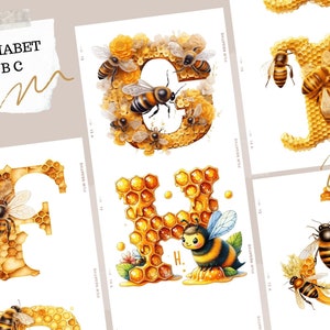 Honeybee Alphabets and Number, Bee Font, Bee Alphabet, Animal Font ...