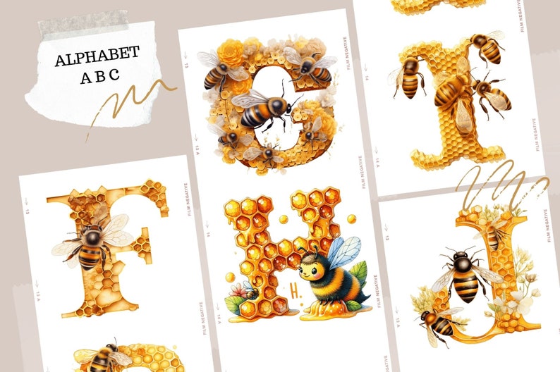 Honeybee Alphabets and Number, Bee Font, Bee Alphabet, Animal Font ...