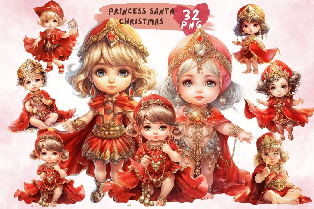 Princess Santa Royal Clipart Fantasy Santa Magical Santa - Etsy