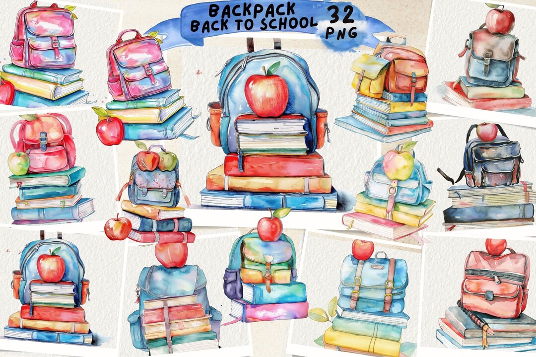 Backpack Back to School Clipart, Back to School, Backpack Watercolor ...