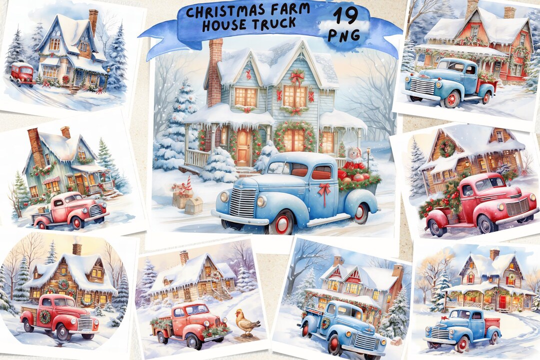 Christmas Clipart, Holiday Truck Farm Animals, Ornament Crafting, Farm ...