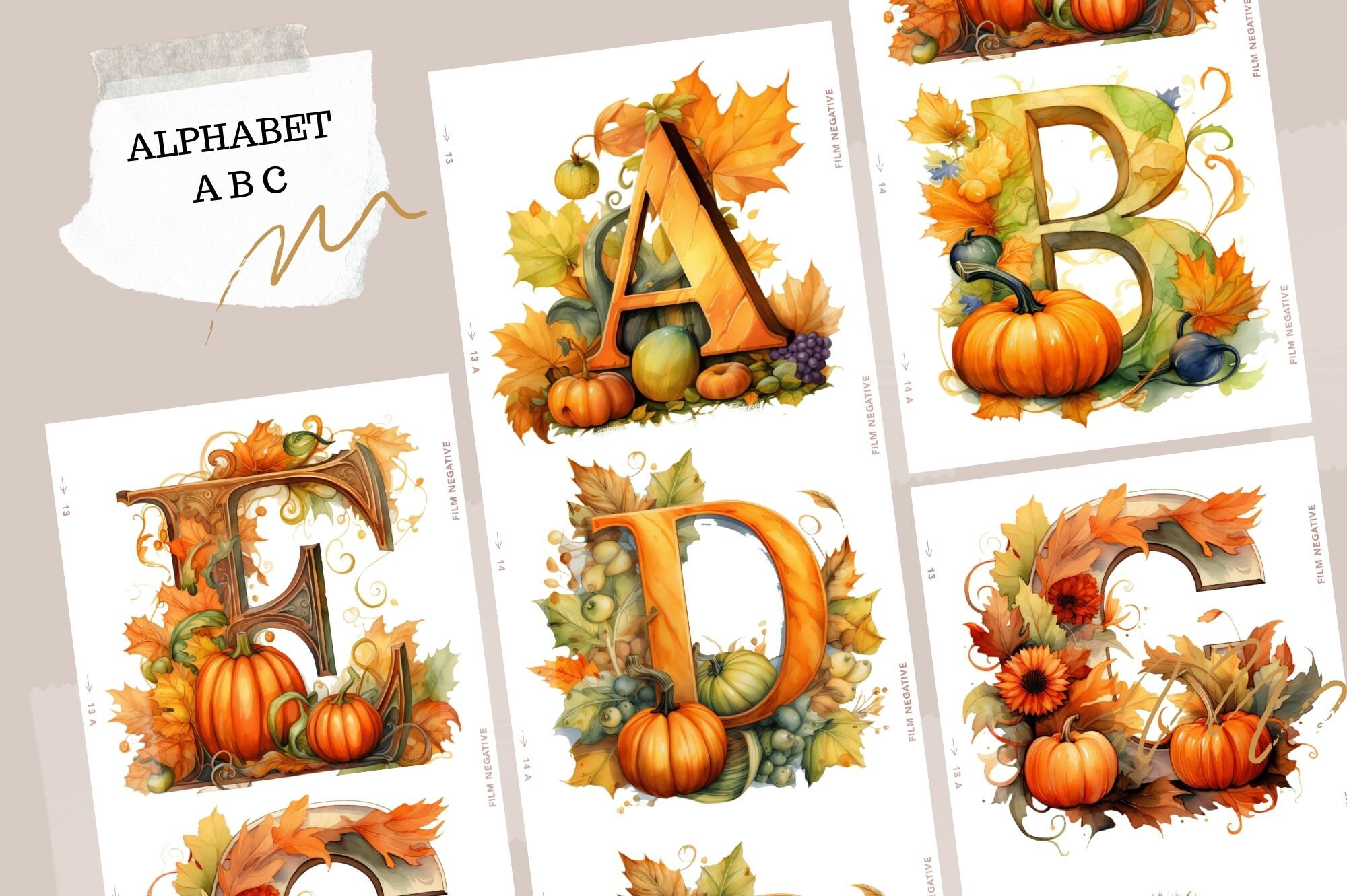 Pumpkin Alphabet Letters Clipart Png Autumn Pumpkin Clipart - Etsy