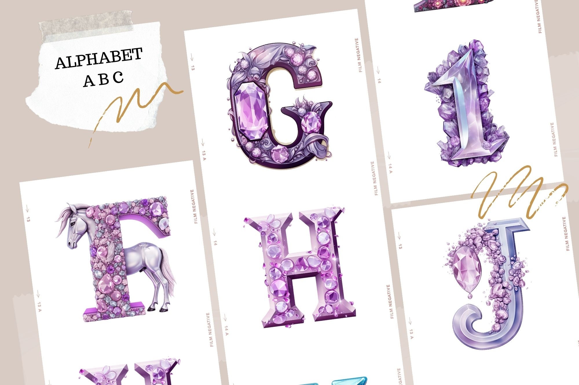 Crystal Alphabet, Crystal Alphabet Scrapbook, Gemstone Clipart, Nature ...
