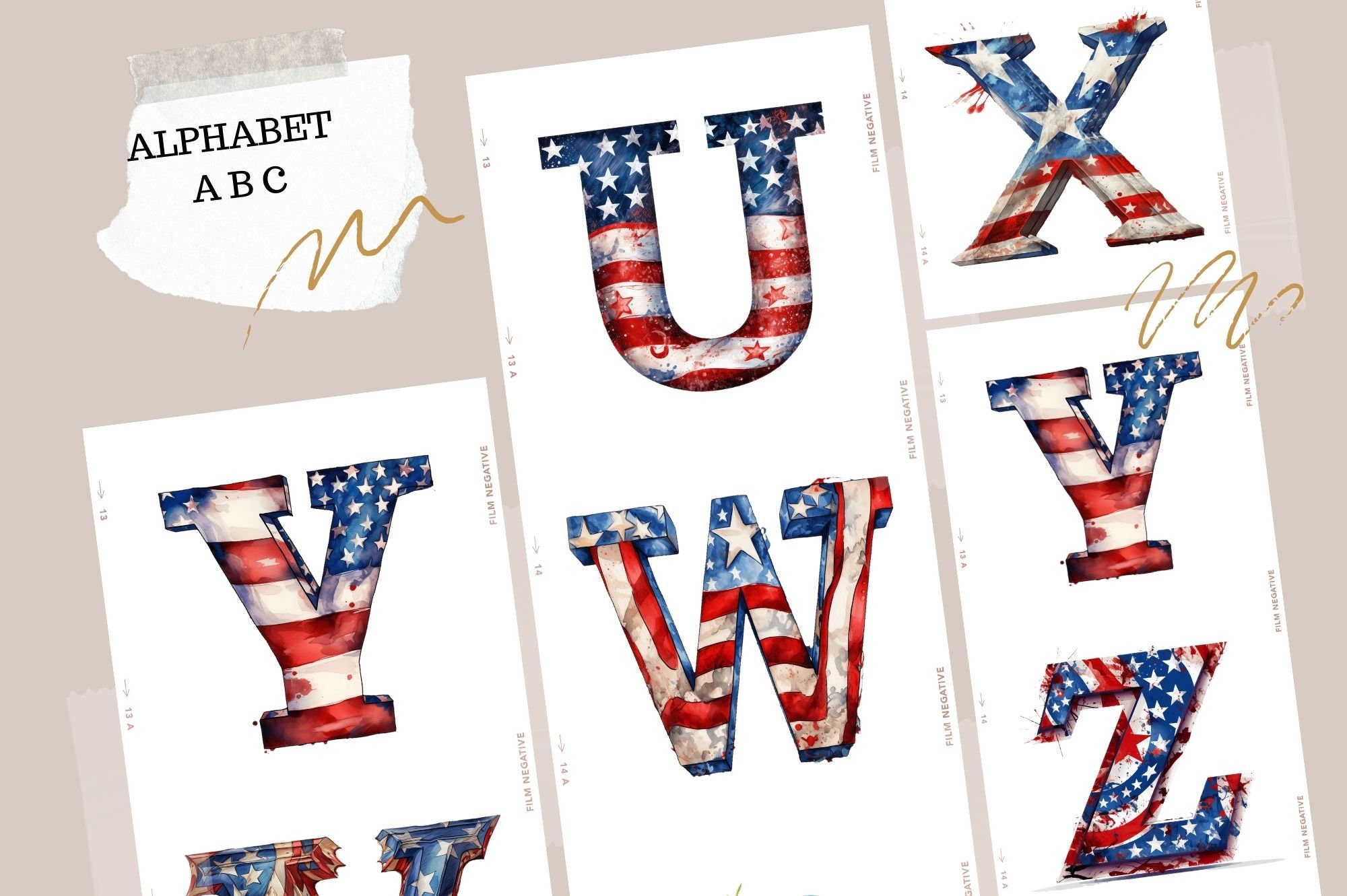 Vintage America Alphabet American Font American Flag Font - Etsy