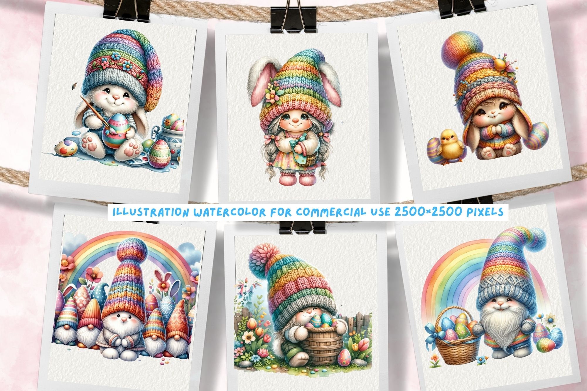 Easter Gnomes Watercolor Clipart, Spring Flowers Easter Eggs Gonks ...