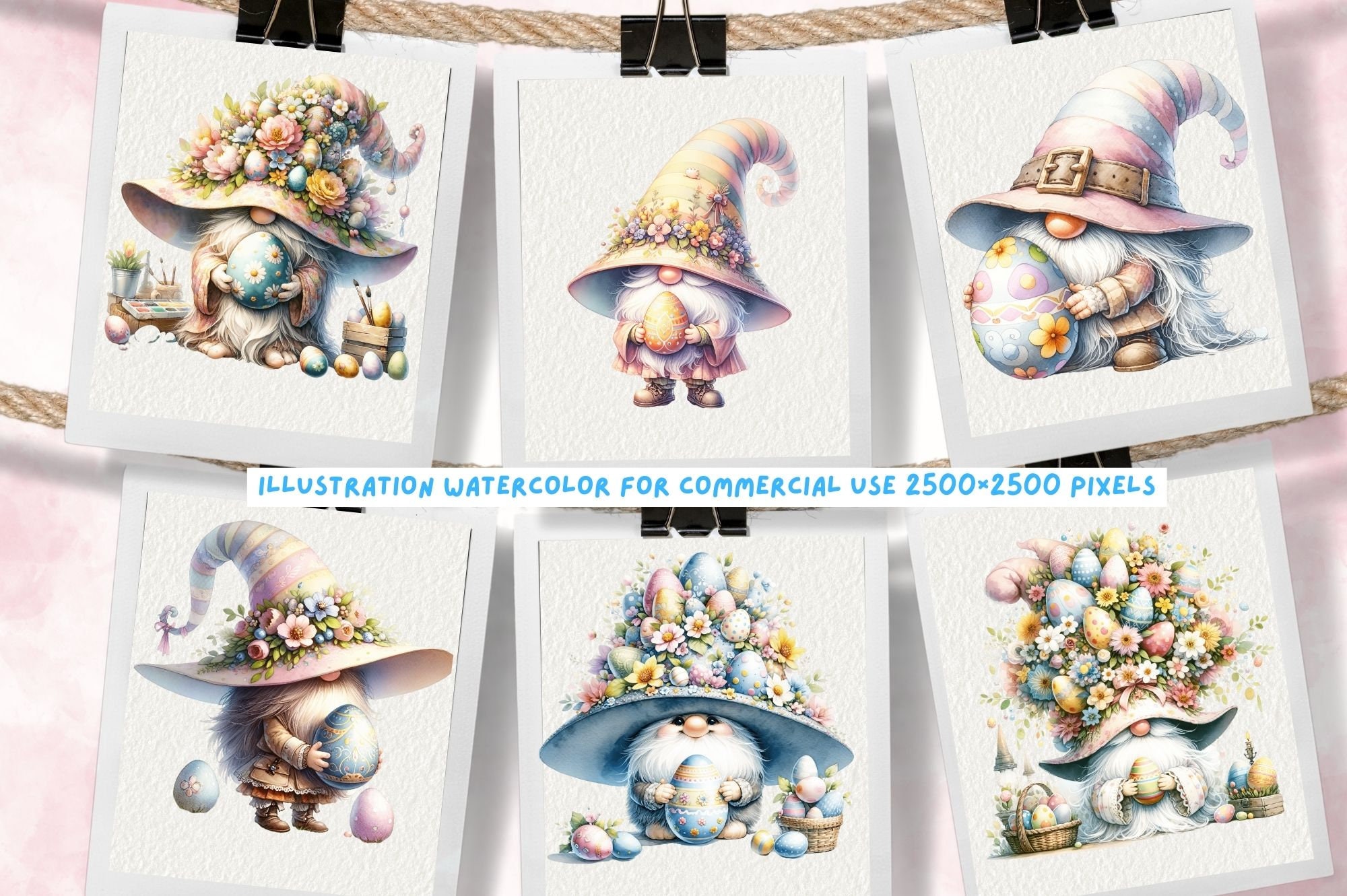 Watercolor Easter Gnome Clipart Bundle, Easter Eggs, Garden Clipart ...