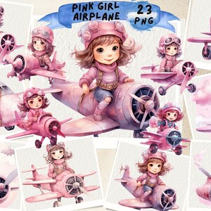 Pink Pilot Clipart Watercolor, Pink Pilot Helicopter, Girl Pilot ...