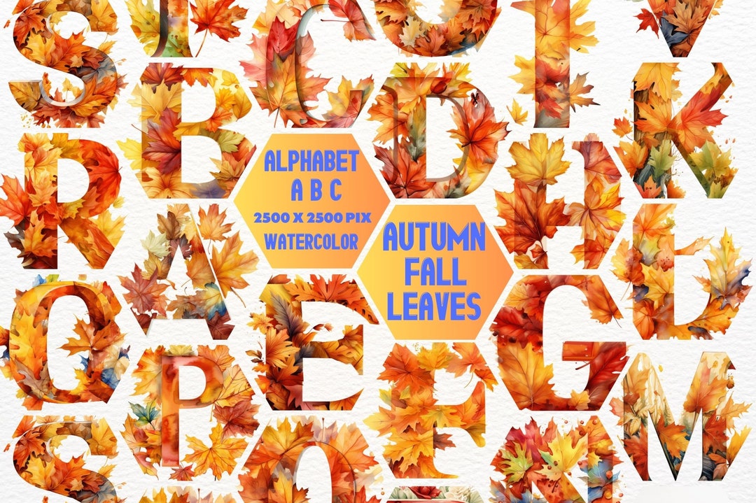 Fall Alphabet Watercolor Clipart, Floral Autumn Letters Illustrations ...
