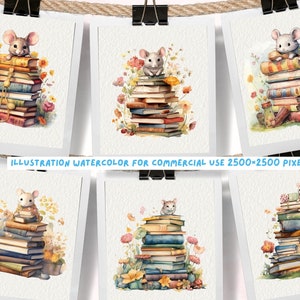 Cute Stack Books Mouse Clipart, Fairytale Books Clipart, Book Clipart ...