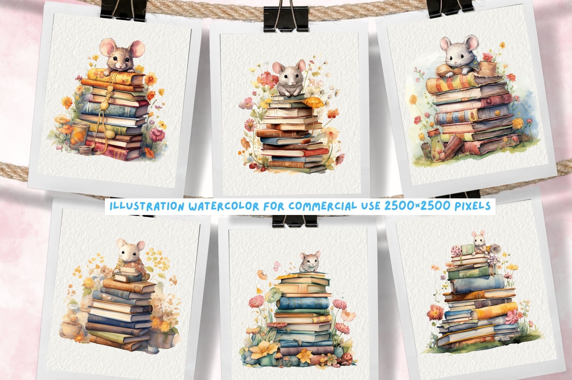 Cute Stack Books Mouse Clipart, Fairytale Books Clipart, Book Clipart ...