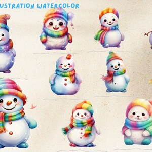 Cute Snowman Watercolor Clipart, Christmas Bundle, Xmas Snowman Couple ...
