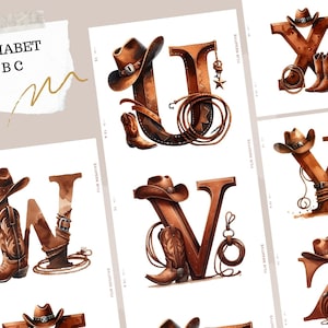 Western Alphabet Clipart: Cowboy Font, Sublimation Designs (PNG) - Etsy