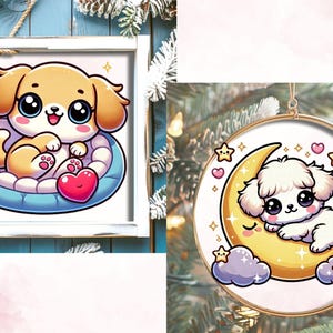 Kawaii Mini Dogs Clipart Set, Cute Dog Digital Stickers for ...