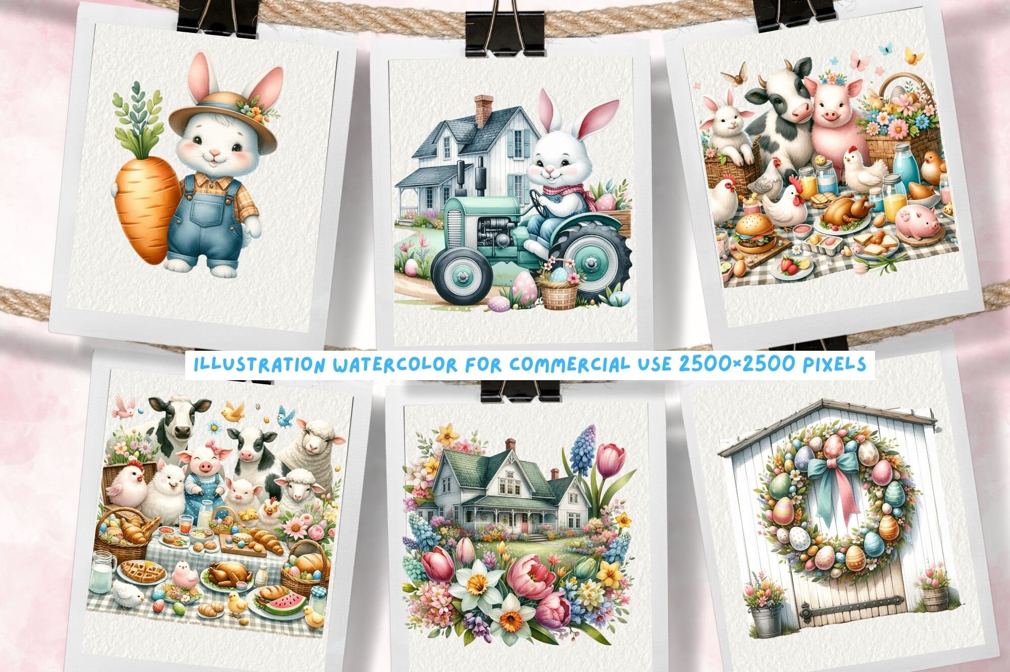 Country Farmhouse Easter Clipart, Easter, Rustic Easter, Easter Bunny ...