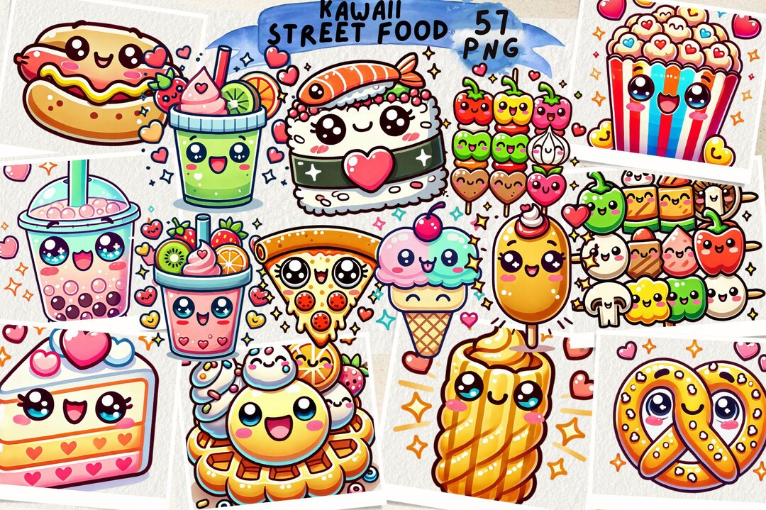 Kawaii Street Food Clipart, Cute Digital Street Food Illustrations for ...