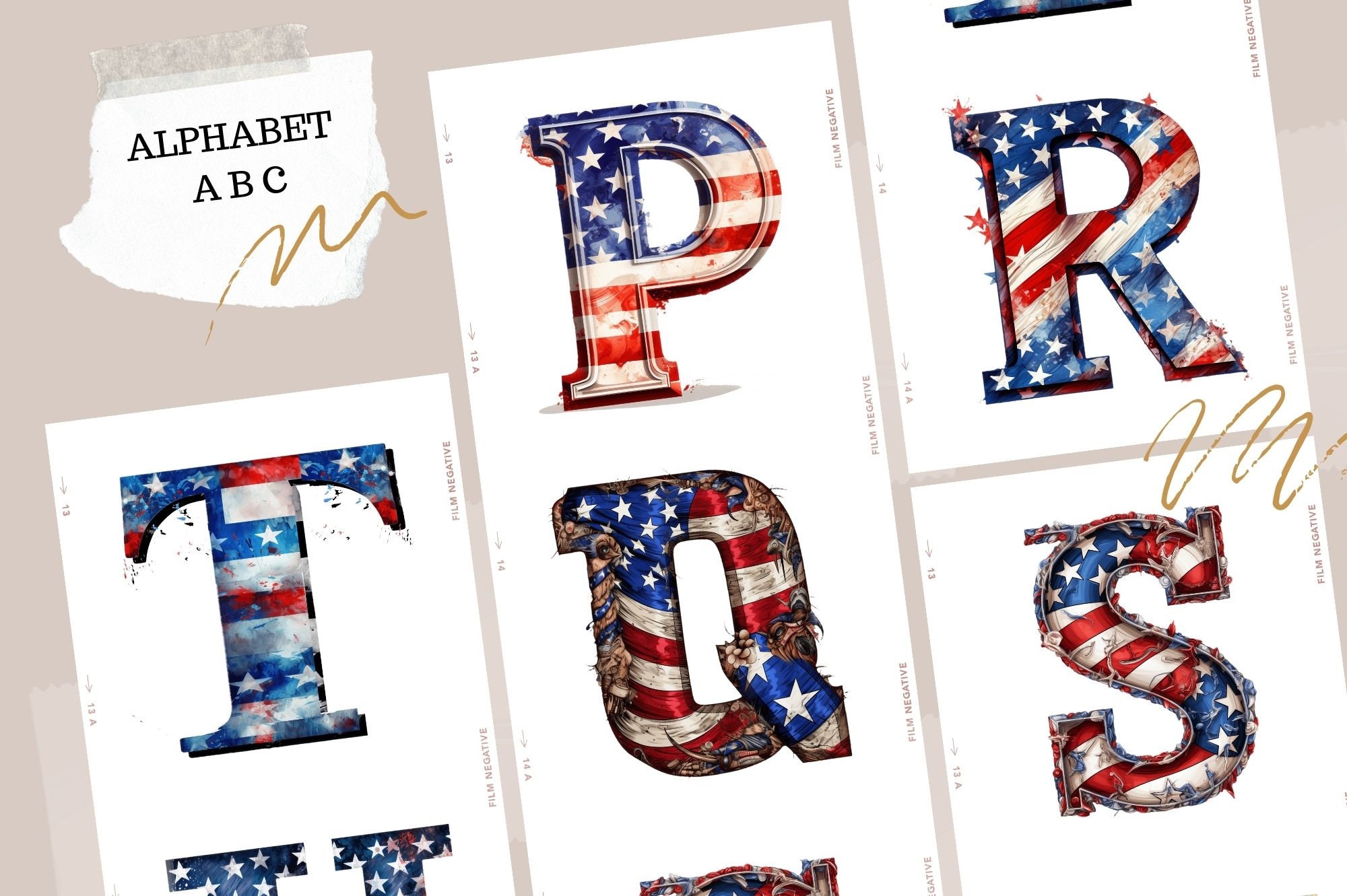 Vintage America Alphabet American Font American Flag Font - Etsy
