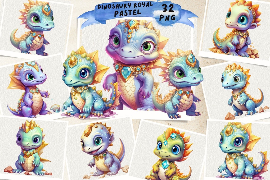 Watercolor Dinosaurs Clipart, Baby Dinosaur Cliparts, Cute Watercolor ...