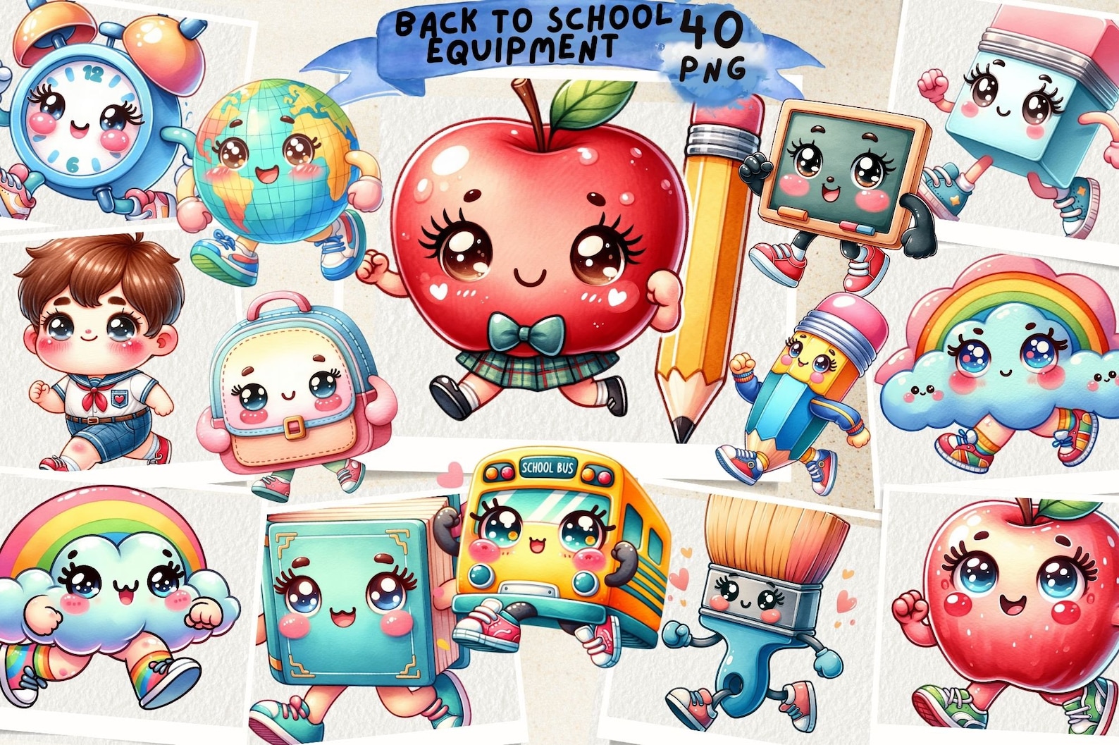 Back to School Elements, School Clipart, Backpack Clipart, Calculator ...