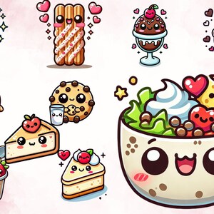 Adorable Kawaii Junk Food Clipart, Cute Digital Food Illustrations for ...