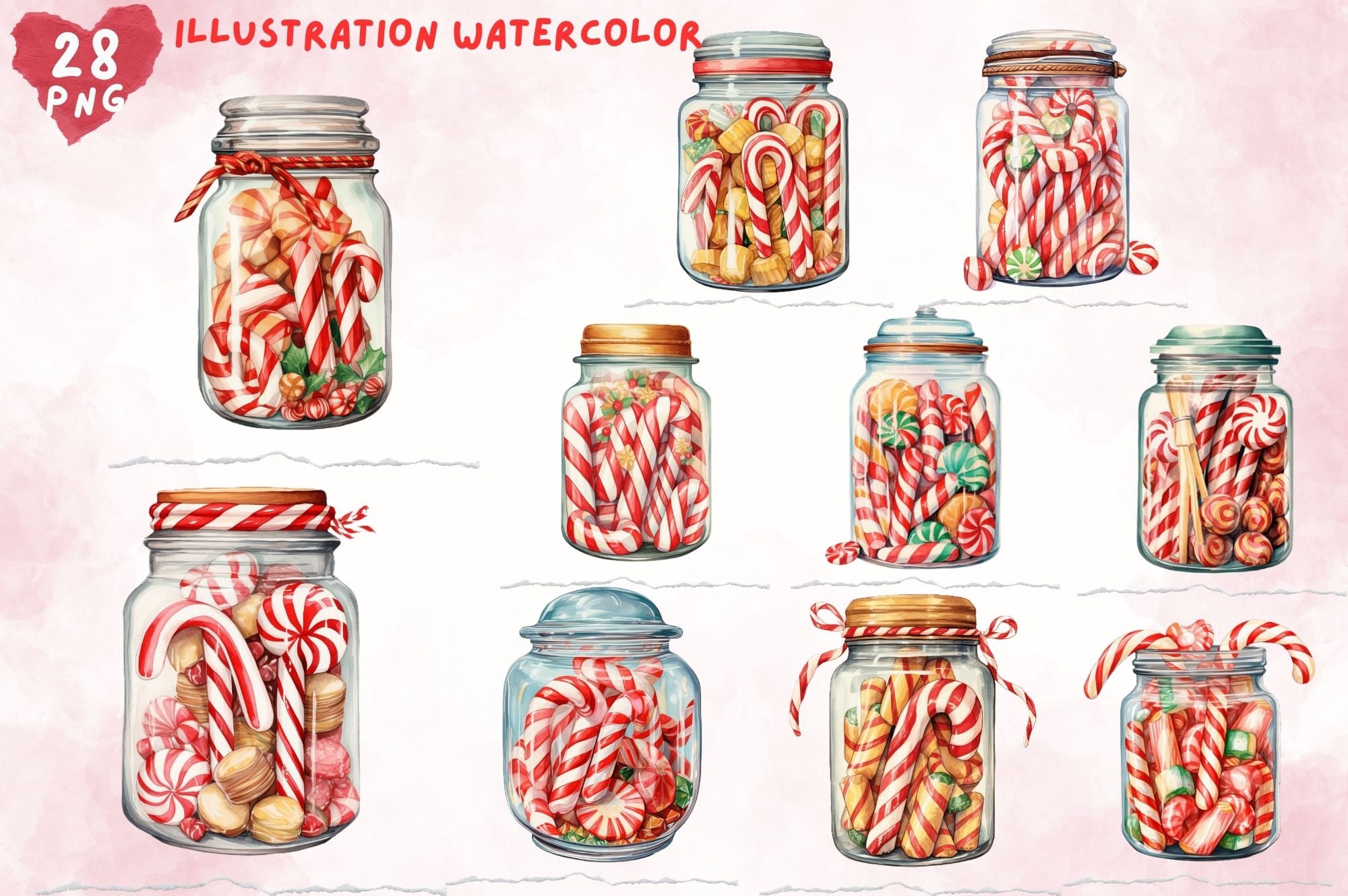 Christmas Candy Cane in a Jar Clipart, Christmas Candy Cane Clip Art ...