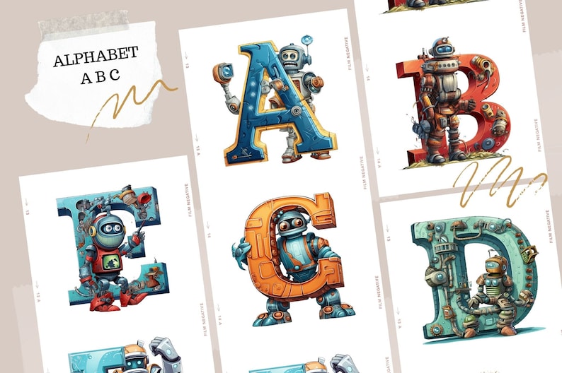 Robot Alphabet Clipart Robot Cut Files for Cricut Robot Kids - Etsy