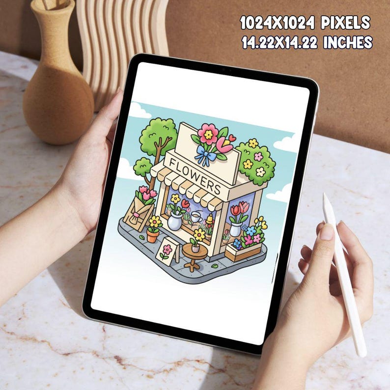 Little Corner Shops Coloring Page for Adults and Kids – Cozy Cute ...