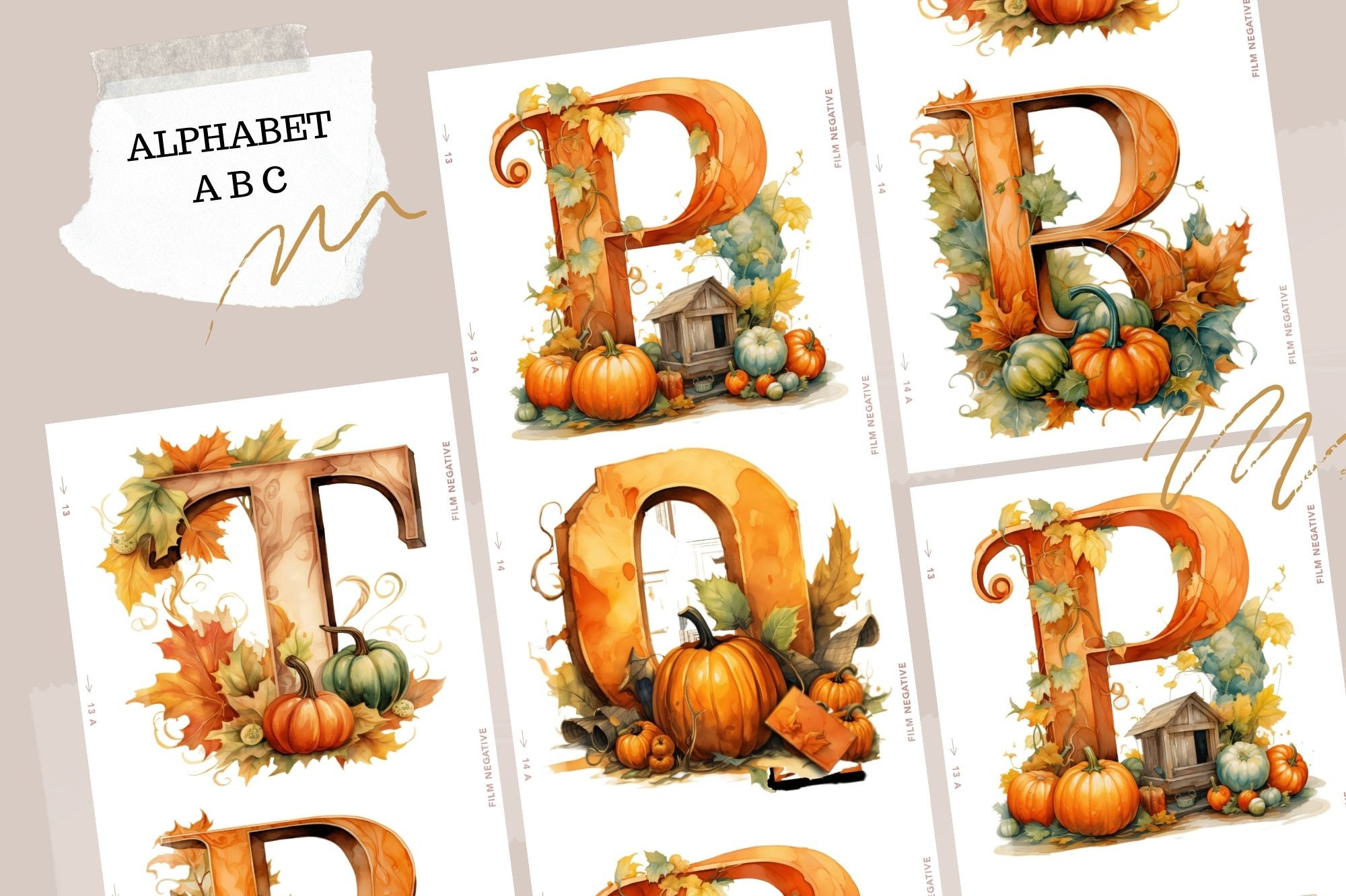 Pumpkin Alphabet Letters Clipart Png Autumn Pumpkin Clipart - Etsy