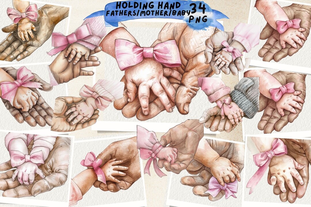 Mother & Baby Hands Clipart: Watercolor Family Illustration (PNG) - Etsy