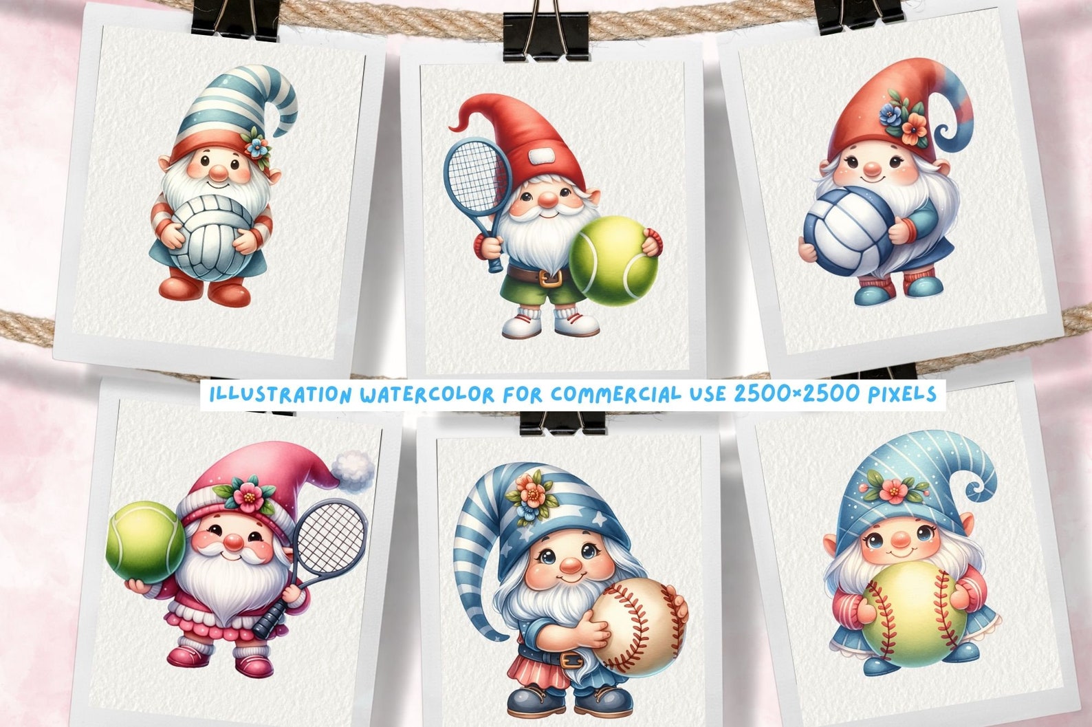 Sports Gnomes Clipart, Game Day, Sports Sublimate, Baseball, Basketball ...