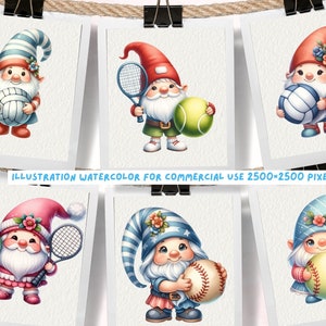 Sports Gnomes Clipart, Game Day, Sports Sublimate, Baseball, Basketball ...