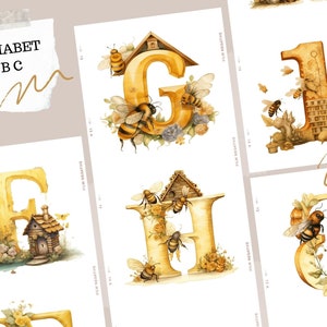 Bee Alphabet Bundle, Bee Png, Honey Doodle Letters, Clip Art Letters ...