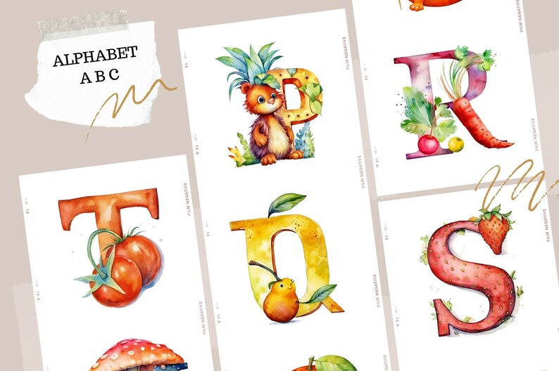 Fruits and Vegetables Alphabet Clipart Vegetables Letterst - Etsy